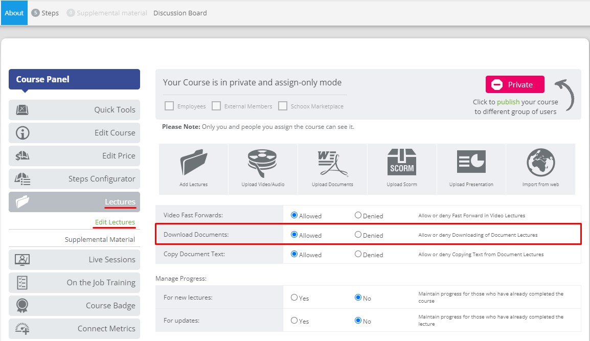 Allow Download of Course Lectures and Files – UKG Pro Learning