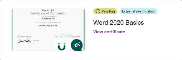 Upload an External Certificate – UKG Learning