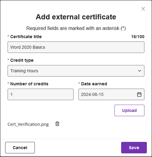 Upload an External Certificate – UKG Learning