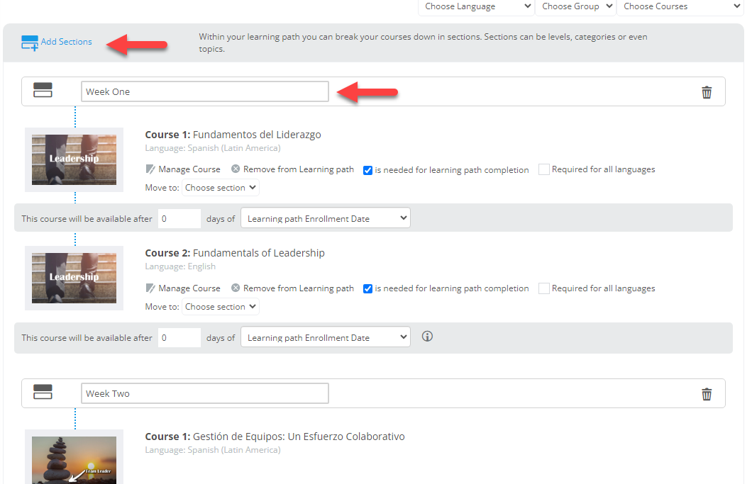 Create Learning Path Sections – UKG Learning