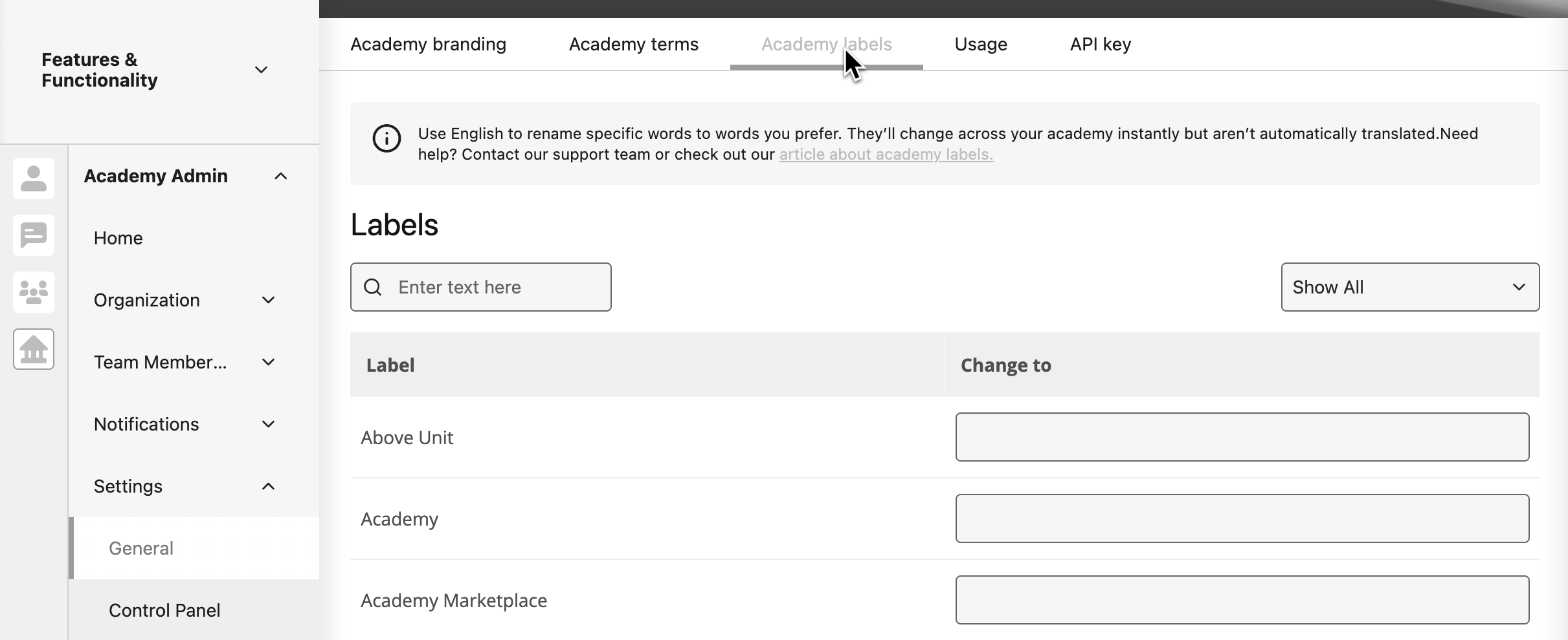 Edit Academy Labels – UKG Learning