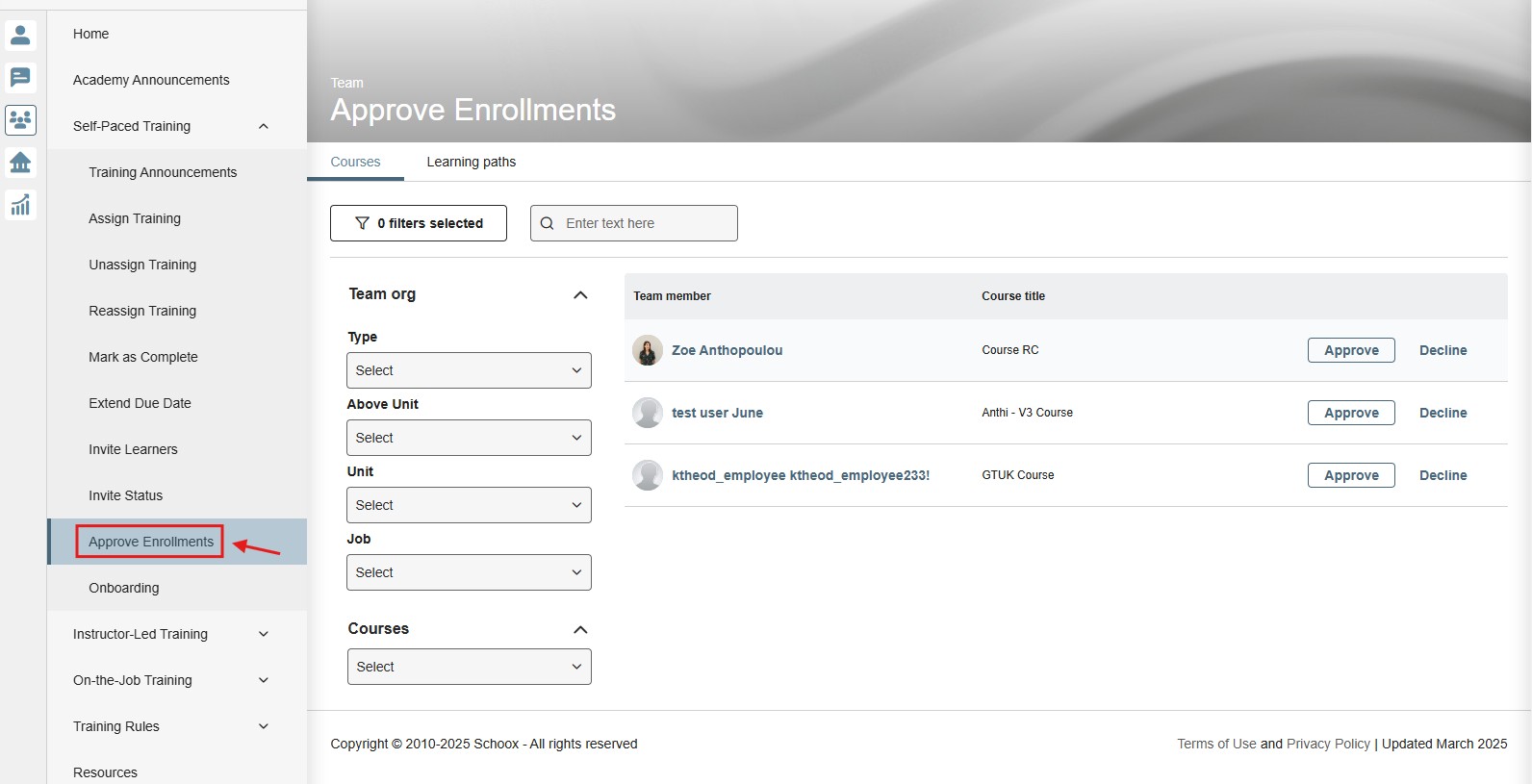 Self-Enrollment Approval – UKG Learning